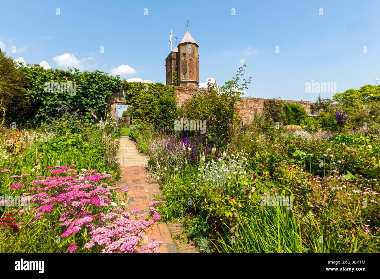 England, Kent, Cranbrook, Sissinghurst Castle, Gardens and Castle Tower ...