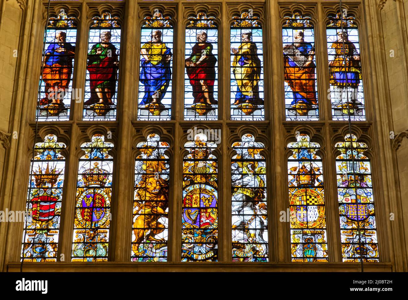 England, London, Westminster Abbey, The Great West Stained Glass Window ...