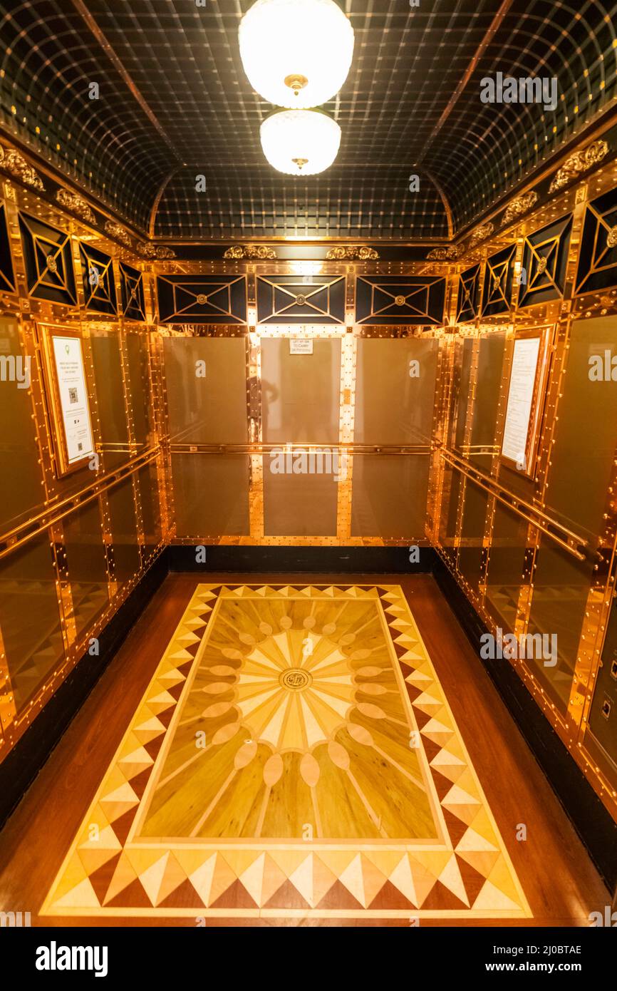 England, London, Knightsbridge, Harrods Department Store, Lift Interior ...