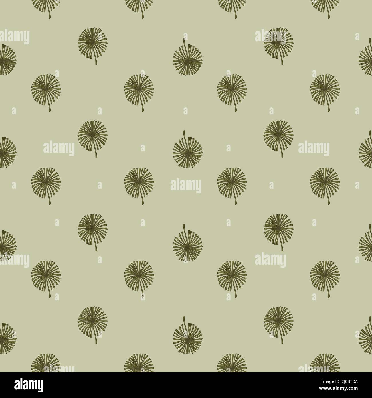 Fan palm leaves seamless pattern on. Vintage tropical foliage in ...
