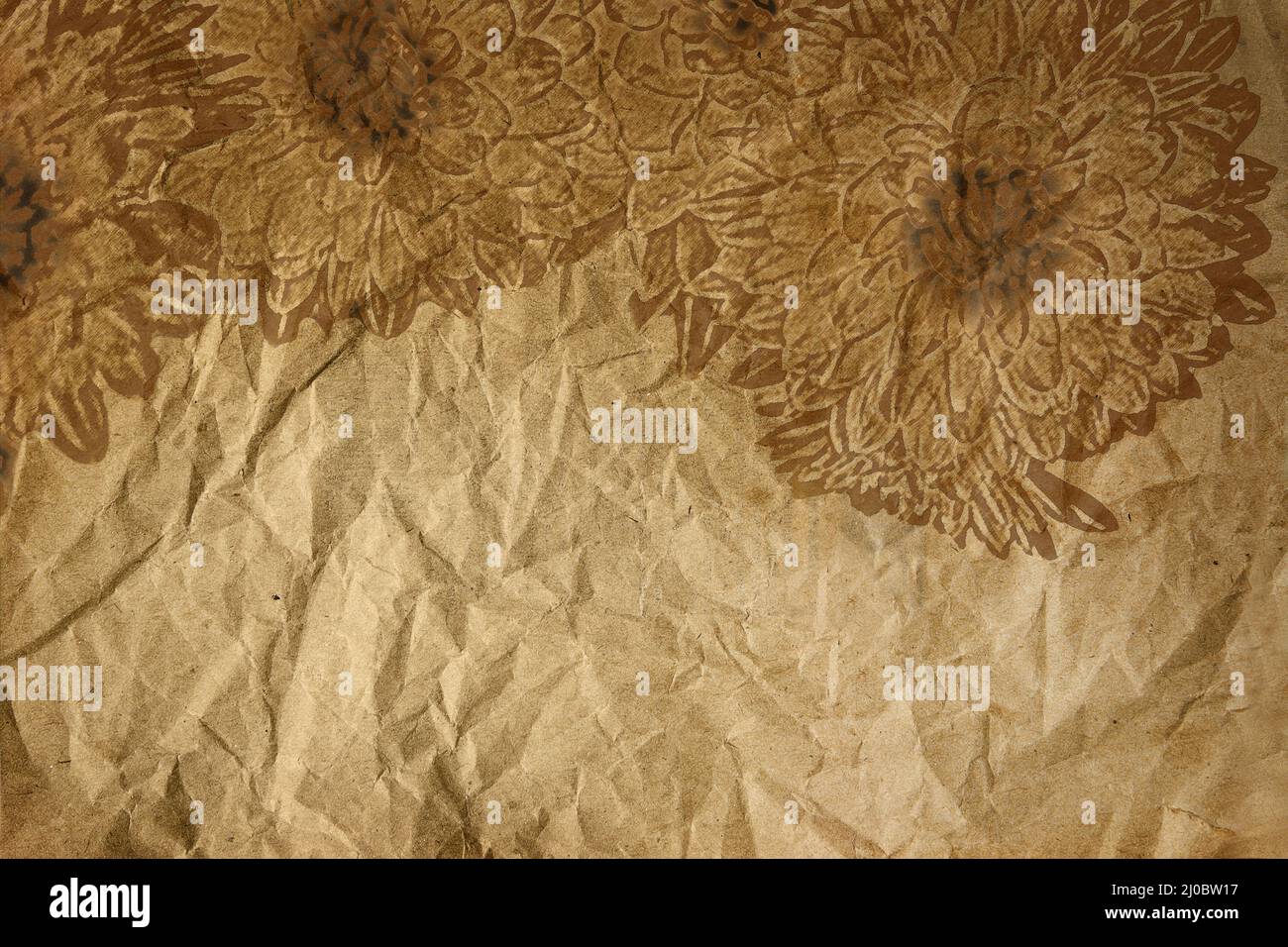 Vintage rusty background crumpled paper with a picture and a copy space ...