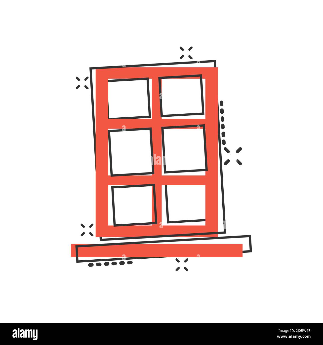 Window icon in comic style. Casement cartoon vector illustration on ...