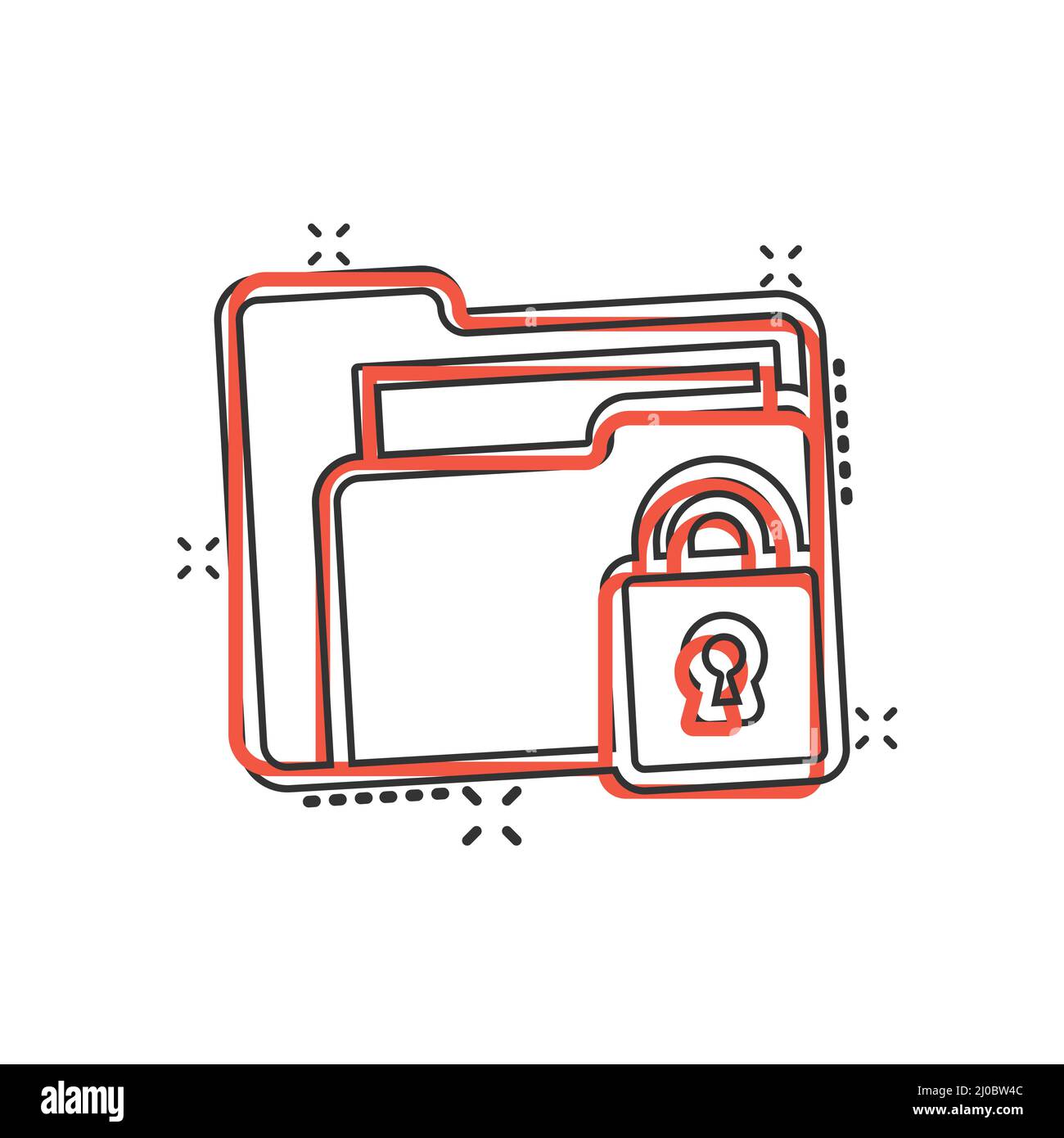 Files folder permission icon in comic style. Document access cartoon ...