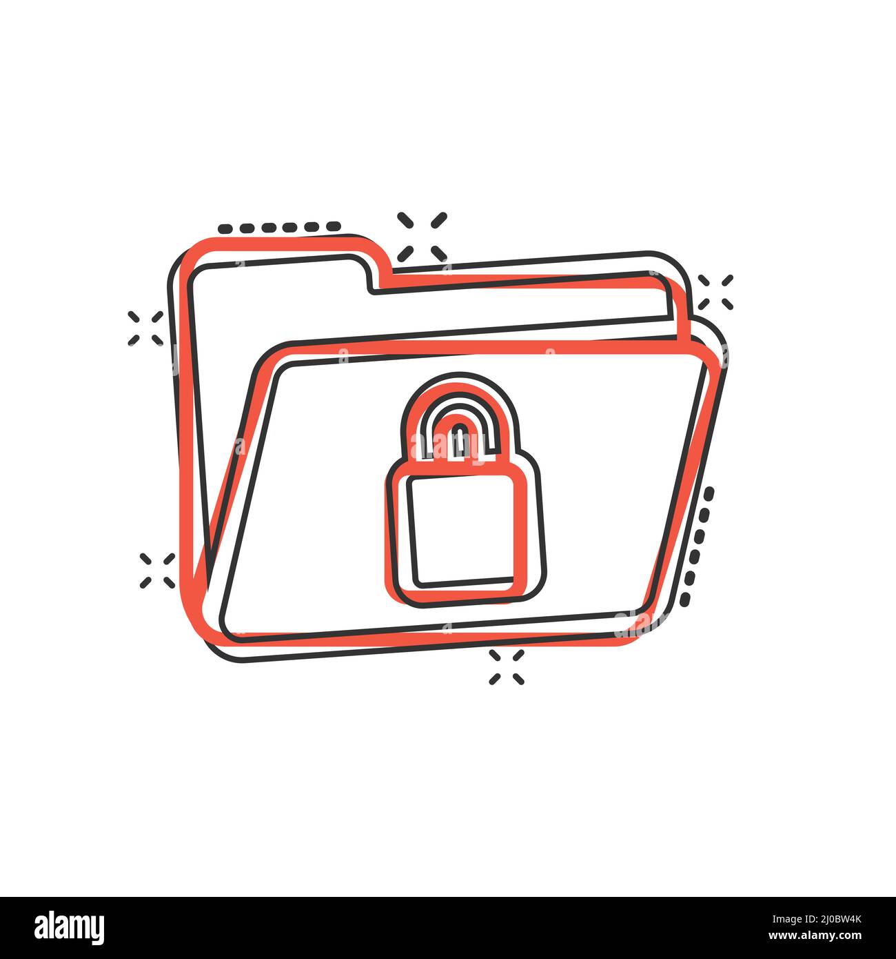 Files folder permission icon in comic style. Document access cartoon ...