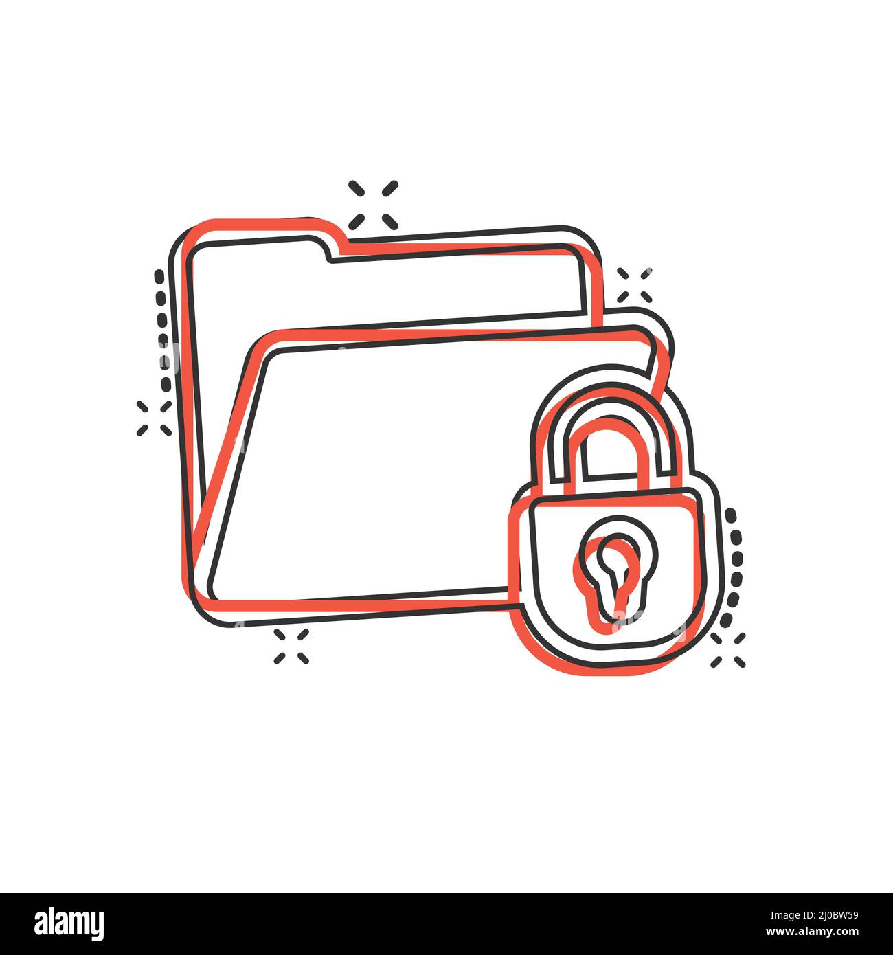 Files folder permission icon in comic style. Document access cartoon ...