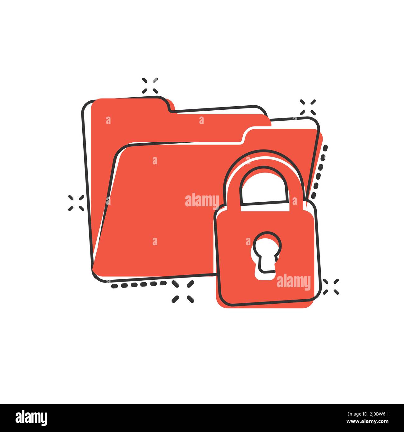 Files folder permission icon in comic style. Document access cartoon ...