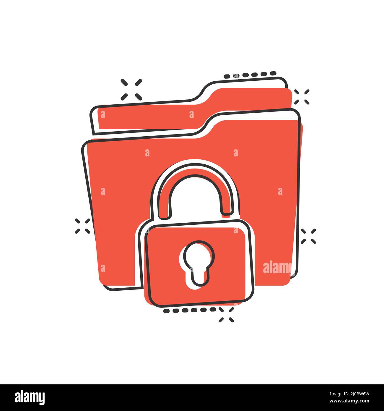 Files folder permission icon in comic style. Document access cartoon ...