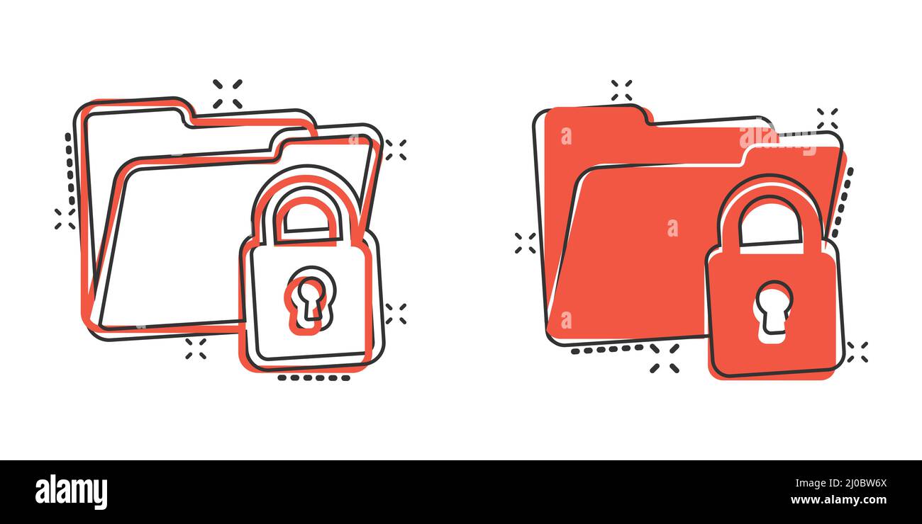 Files folder permission icon in comic style. Document access cartoon ...