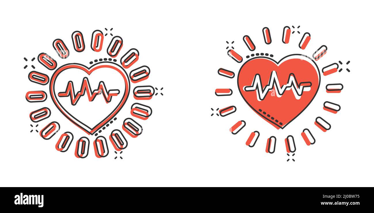 Arterial blood pressure icon in comic style. Heartbeat monitor cartoon ...