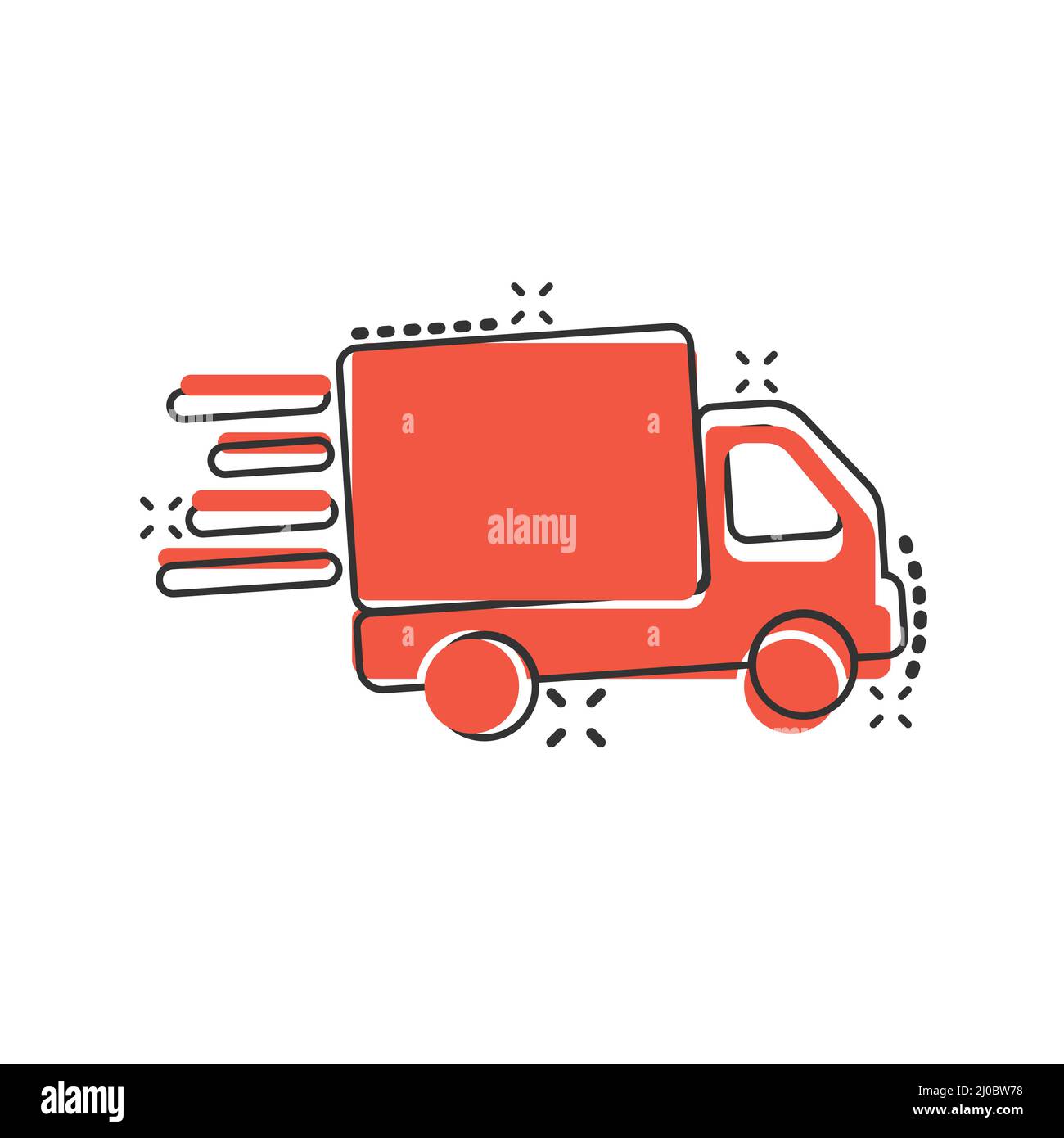 Shipping fast icon in comic style. Delivery truck cartoon vector ...
