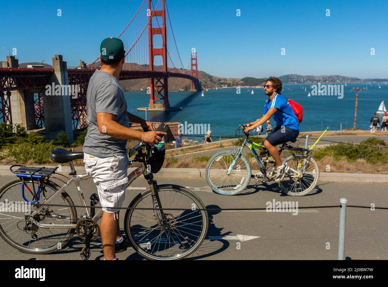 San Francisco, CA, USA, Young American Men Riding Bicycles, Cycling ...