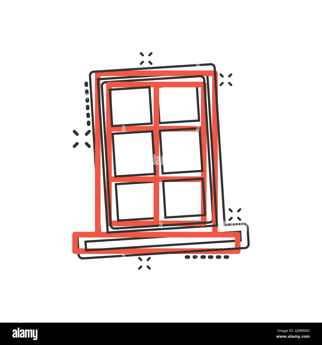 Window icon in comic style. Casement cartoon vector illustration on ...