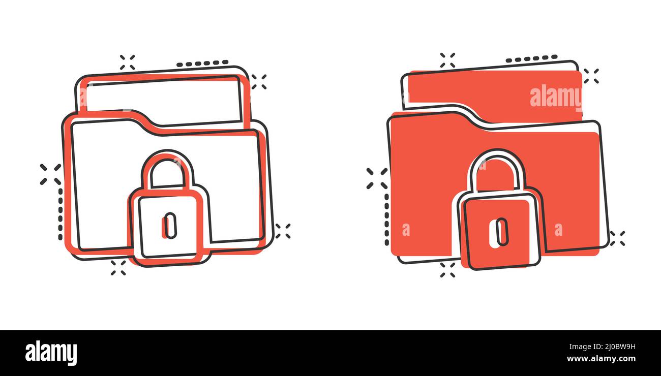 Files folder permission icon in comic style. Document access cartoon ...