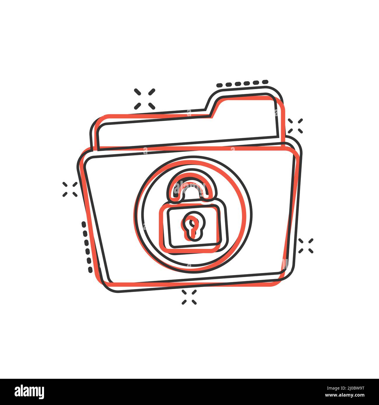 Files folder permission icon in comic style. Document access cartoon ...
