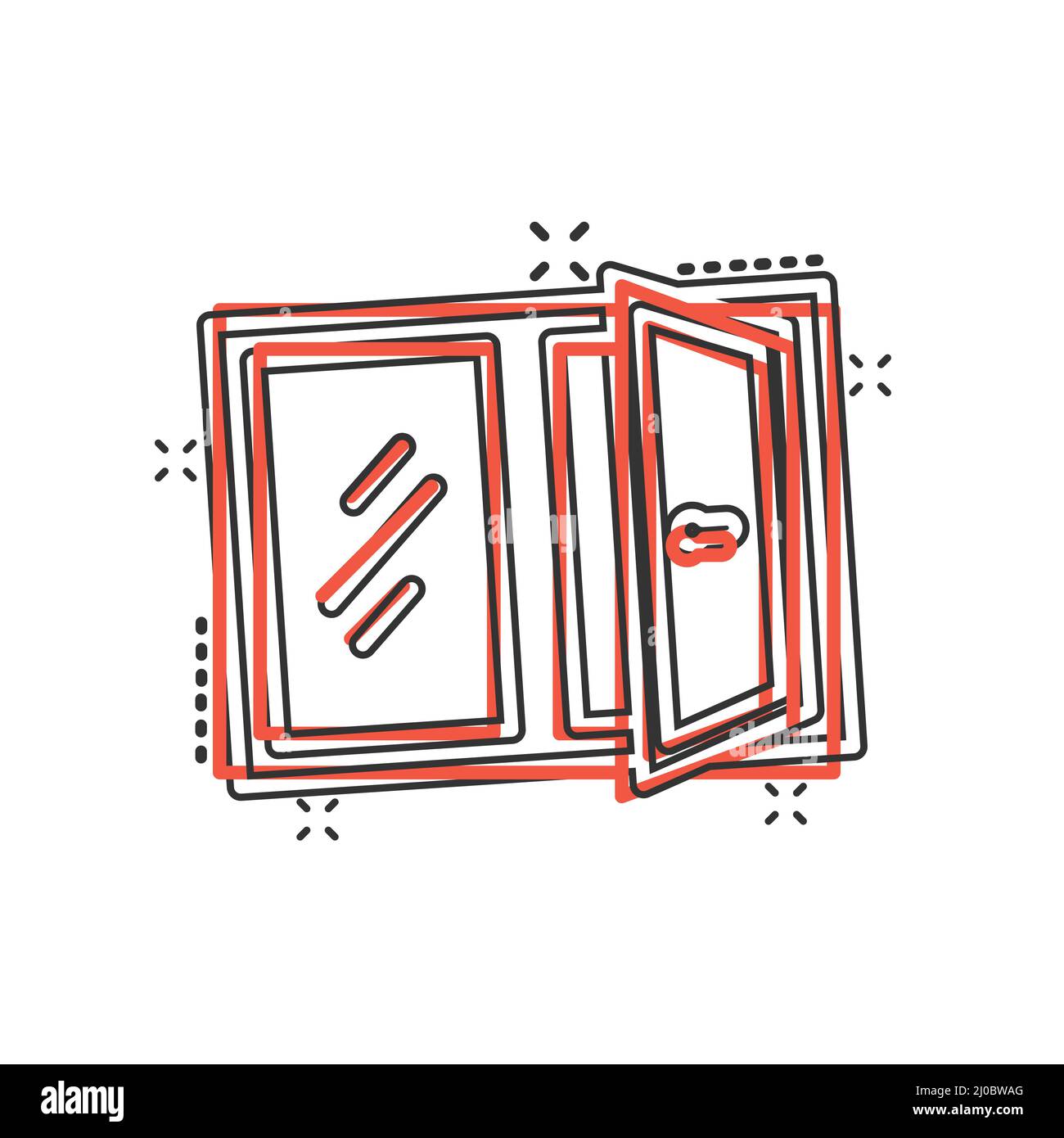 Window icon in comic style. Casement cartoon vector illustration on ...