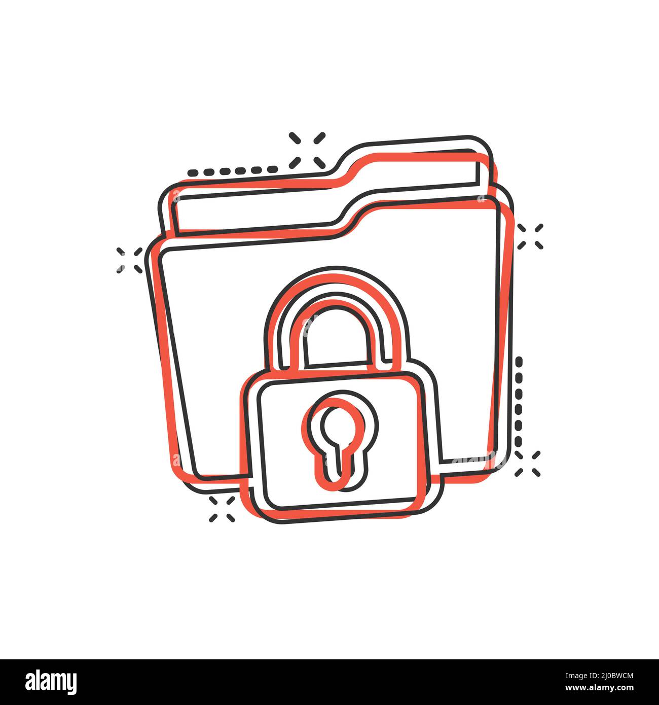 Files folder permission icon in comic style. Document access cartoon ...