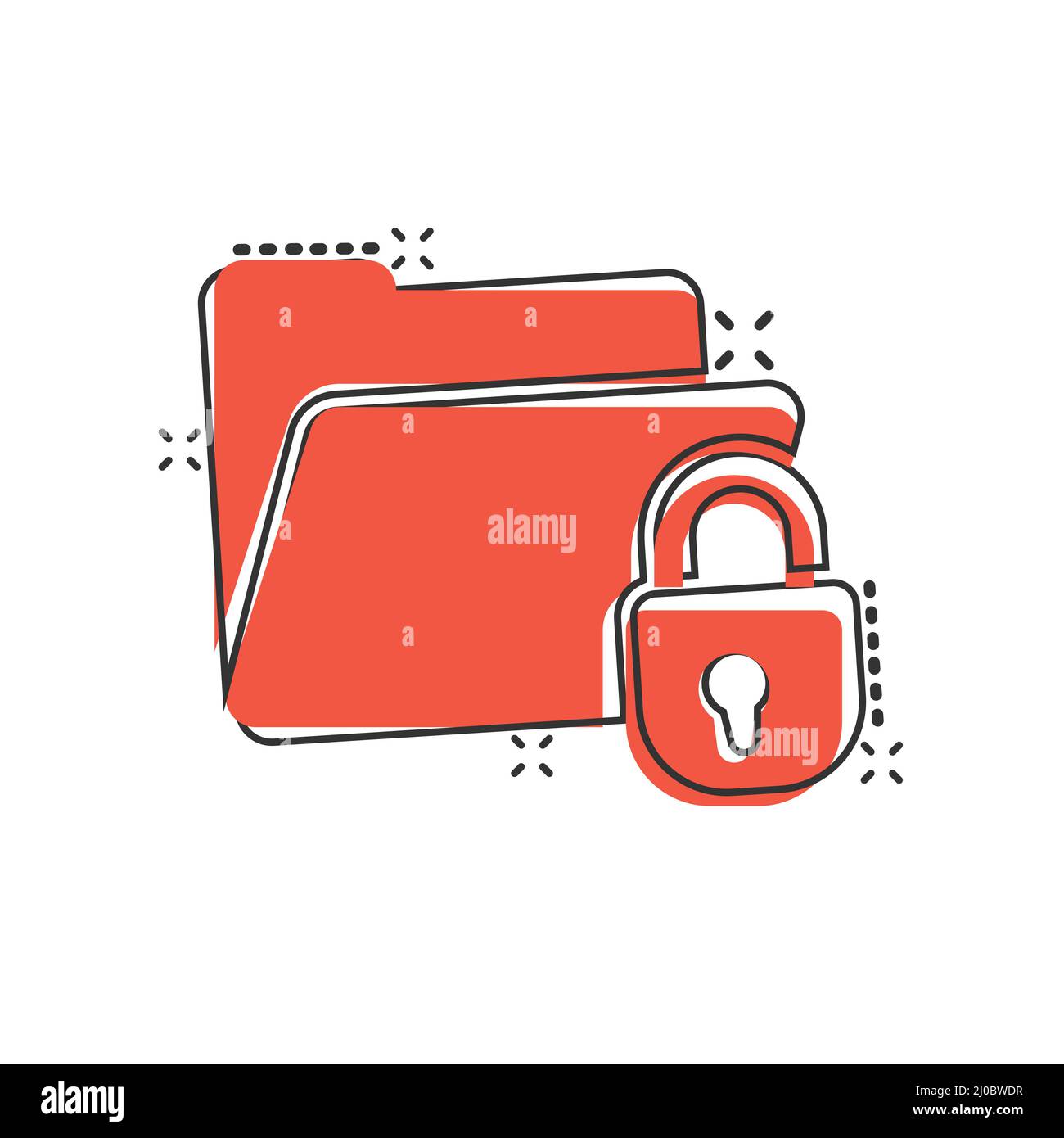 Files folder permission icon in comic style. Document access cartoon ...