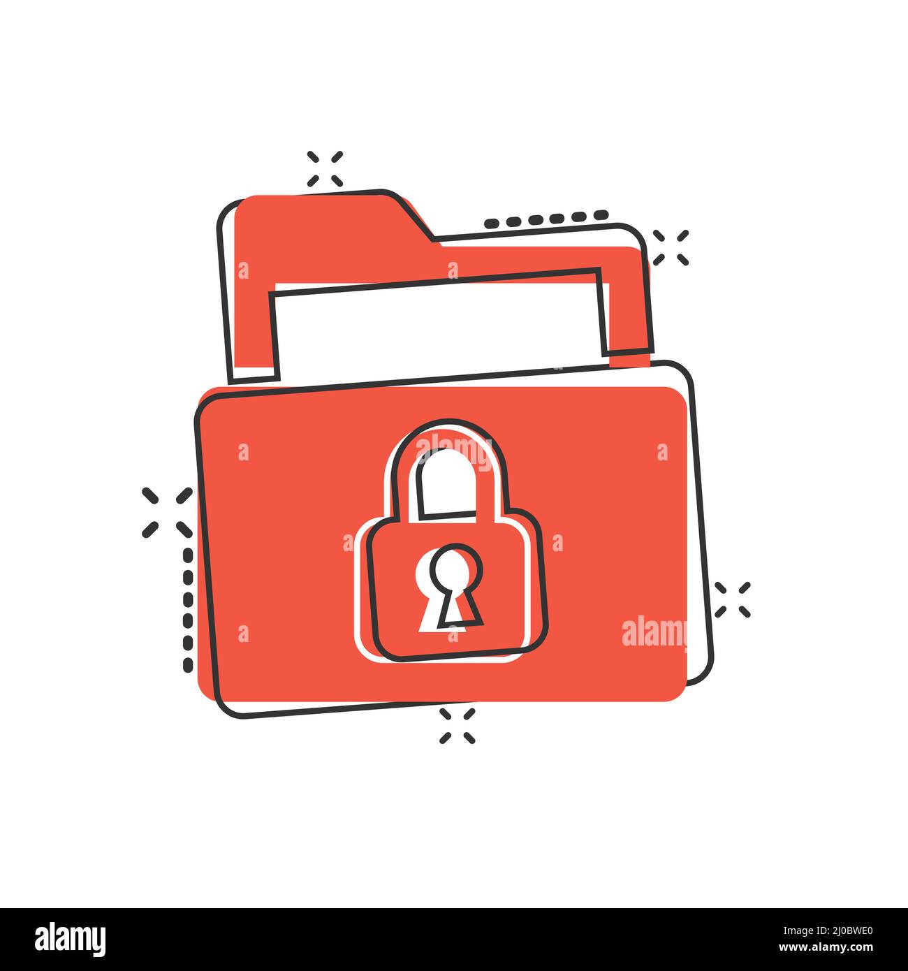 Files folder permission icon in comic style. Document access cartoon ...