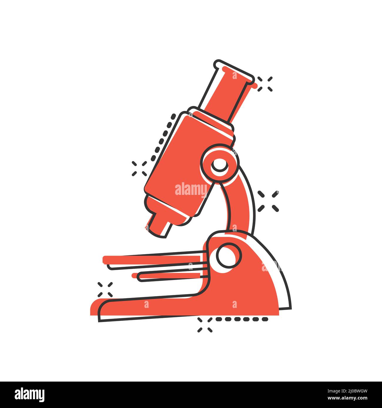 Microscope icon in comic style. Laboratory magnifier cartoon vector ...
