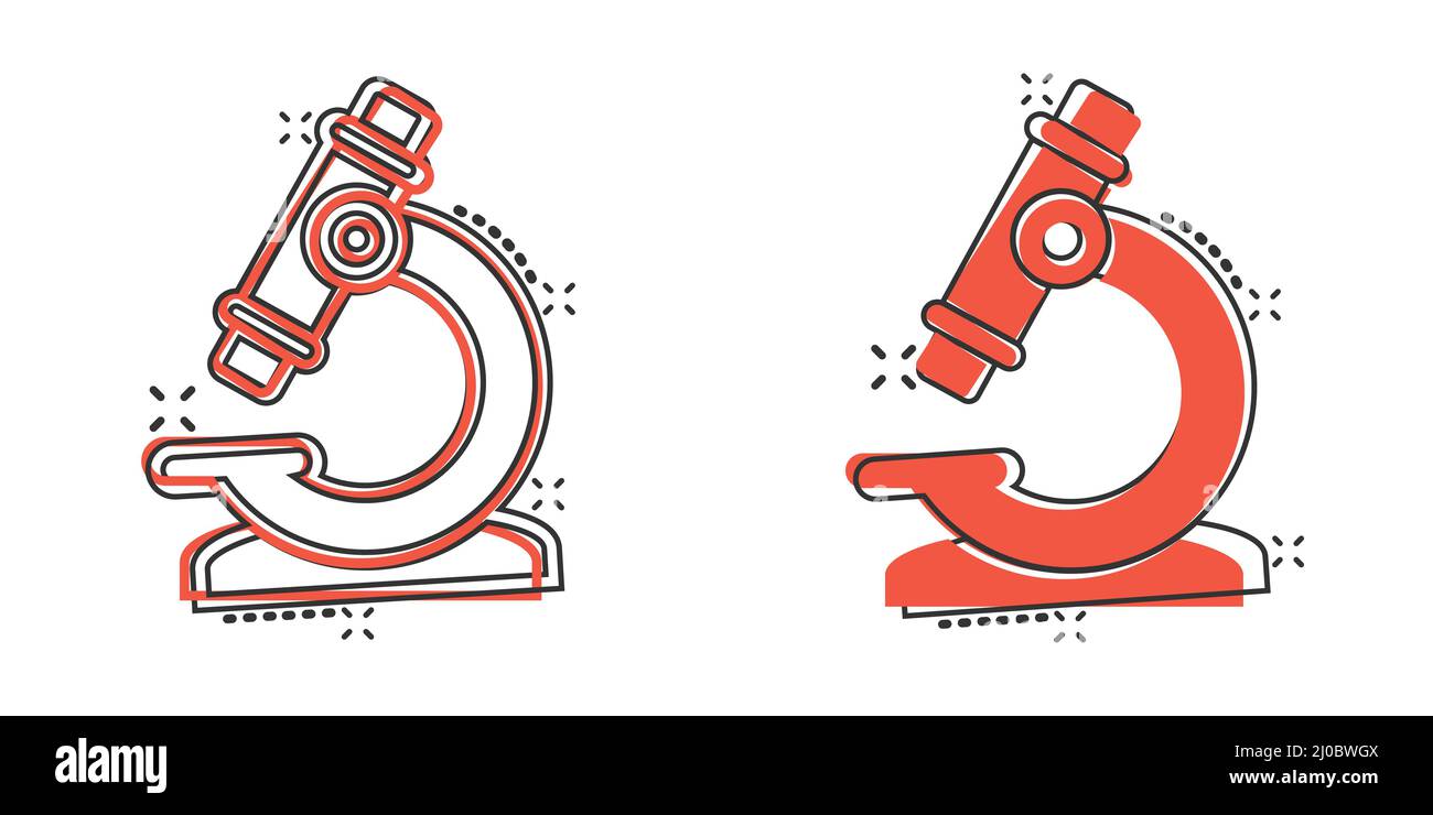 Microscope icon in comic style. Laboratory magnifier cartoon vector ...