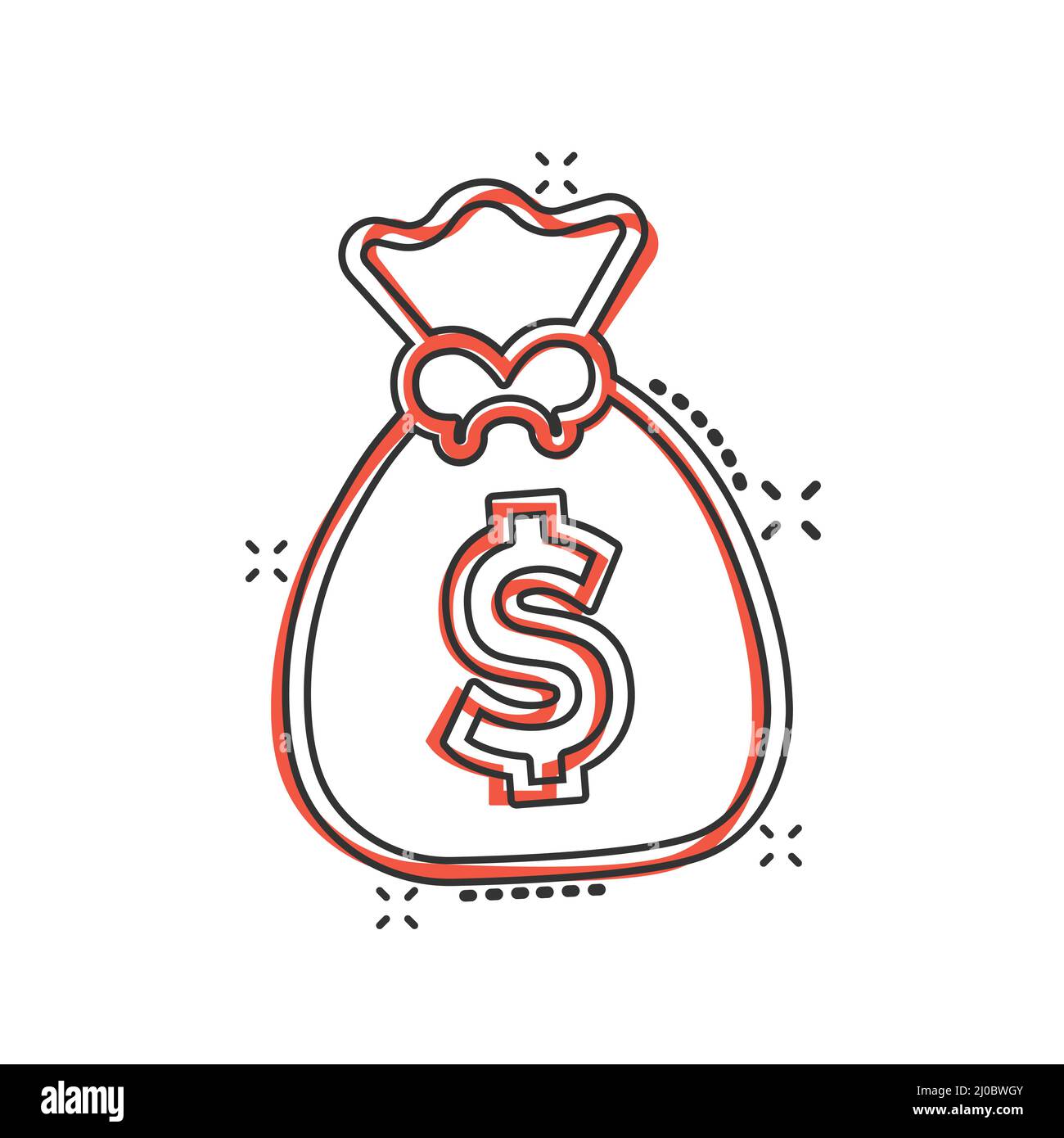 Money bag icon in comic style. Moneybag cartoon vector illustration on ...