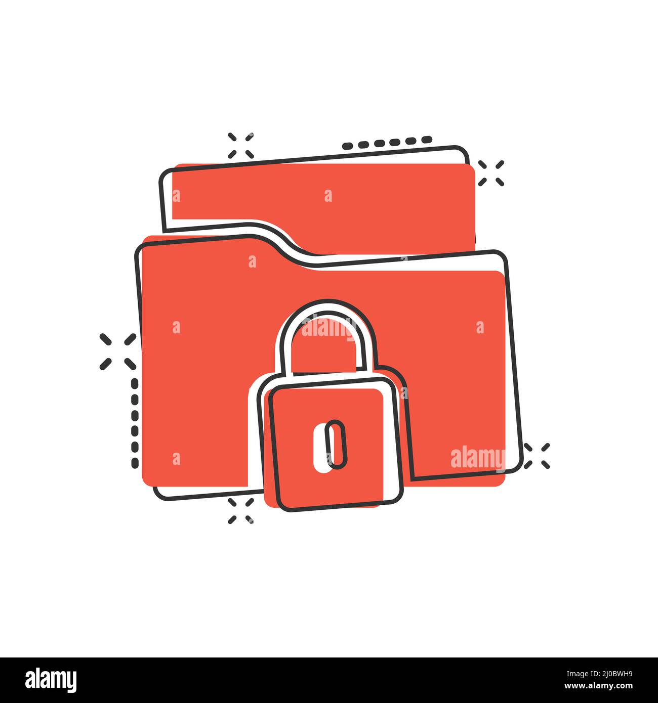 Files folder permission icon in comic style. Document access cartoon ...