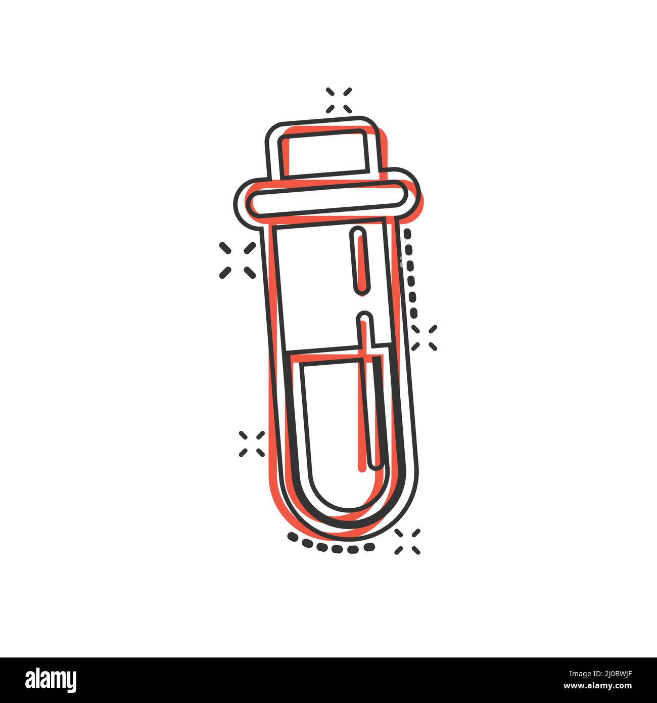 Blood in test tube icon in comic style. Laboratory flask cartoon vector ...