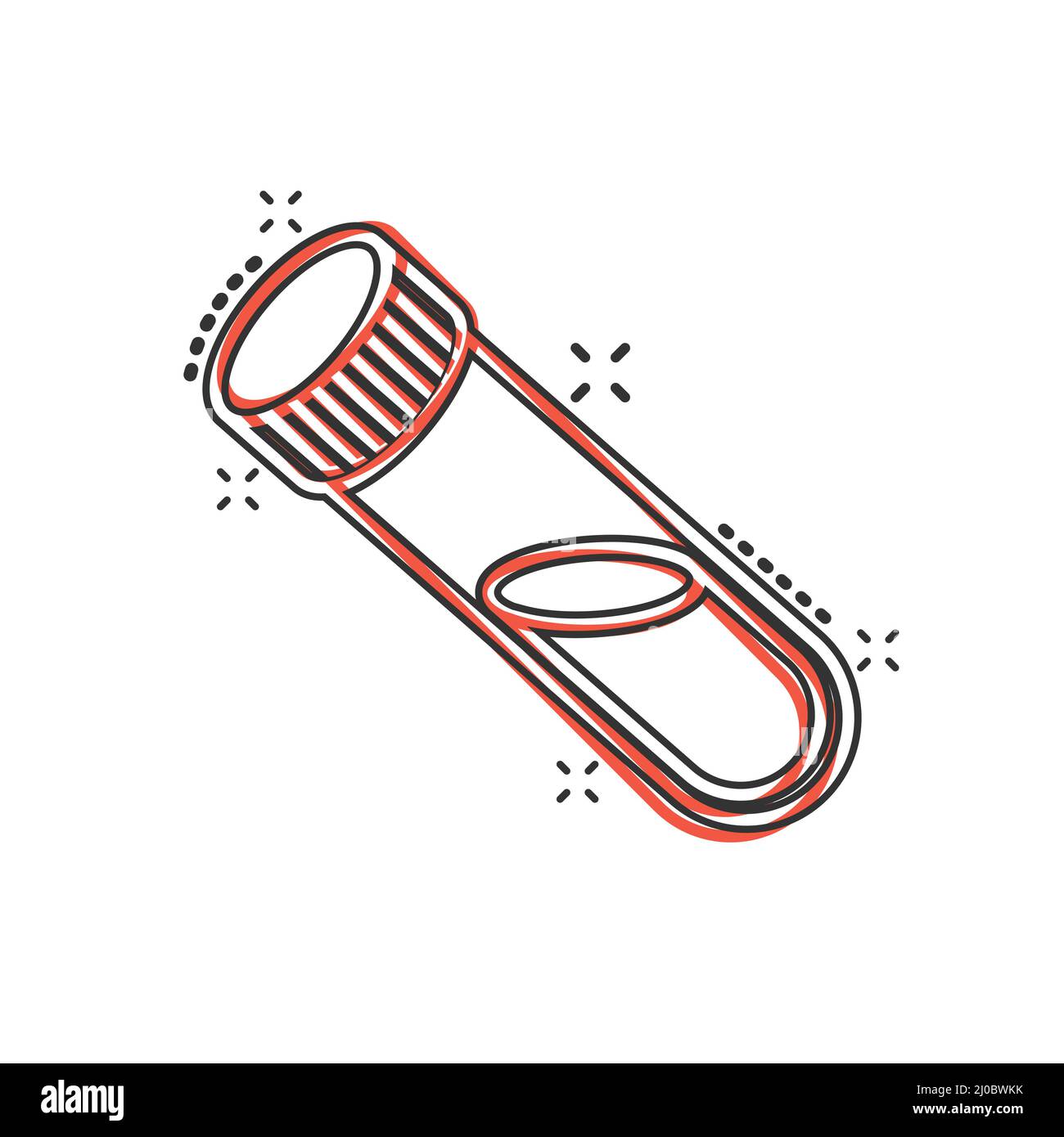 Blood in test tube icon in comic style. Laboratory flask cartoon vector ...