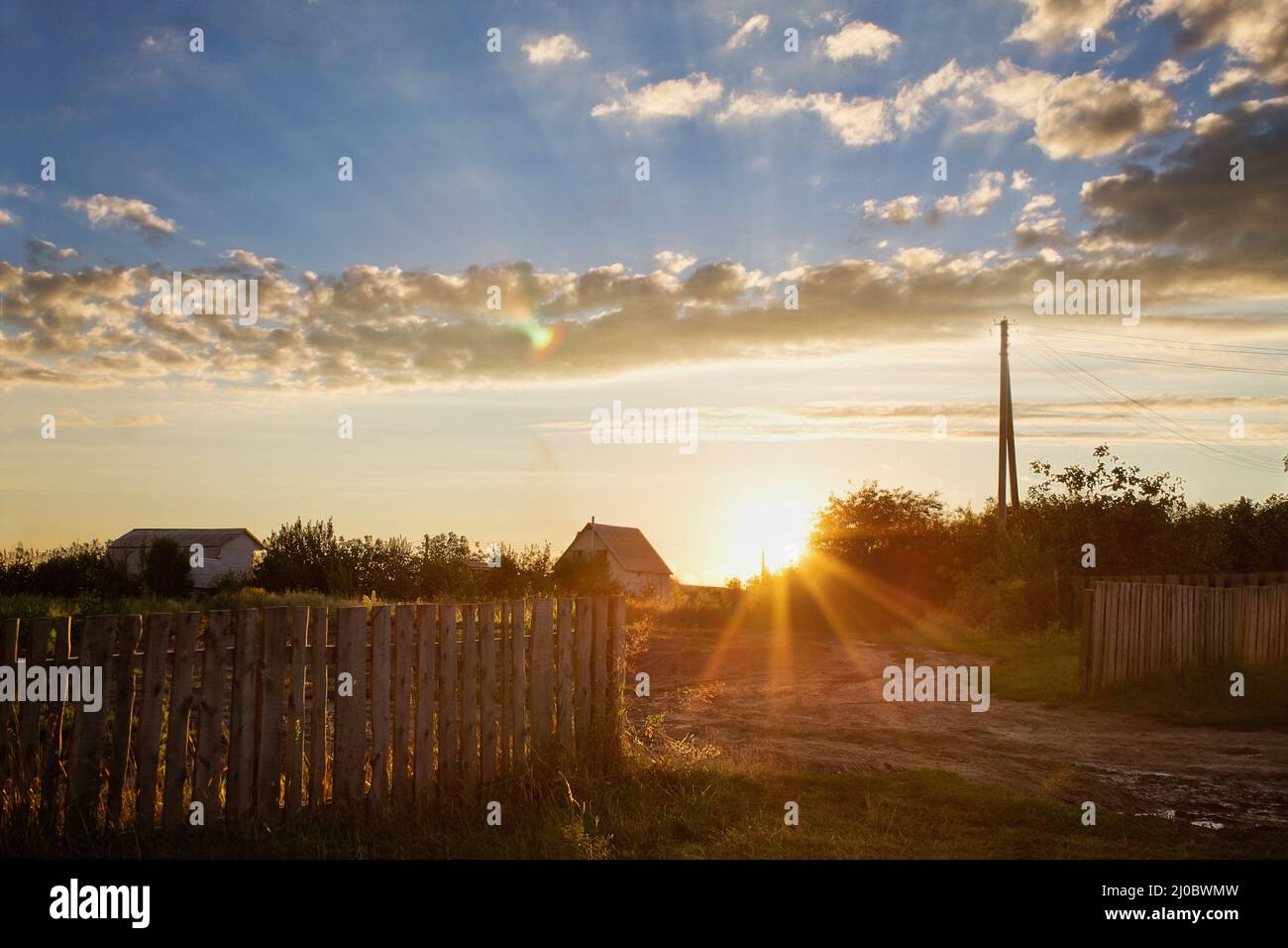 Sunset in the village hi-res stock photography and images - Alamy
