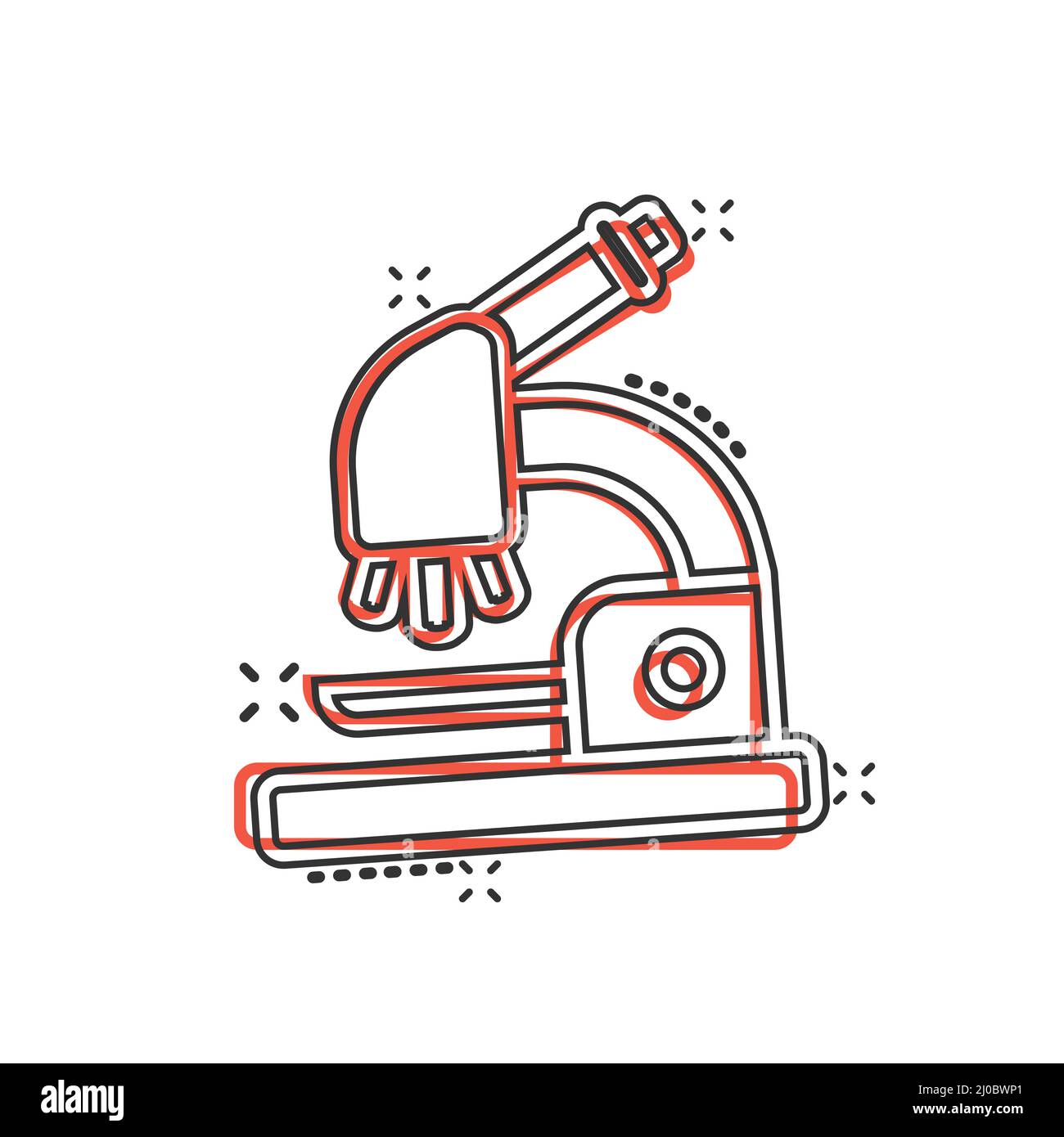 Microscope icon in comic style. Laboratory magnifier cartoon vector ...