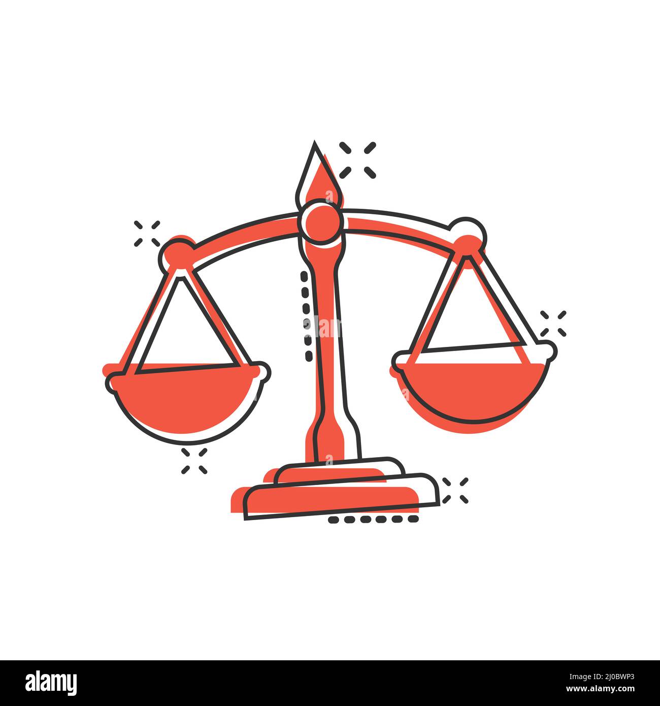 Scales icon in comic style. Libra cartoon vector illustration on ...