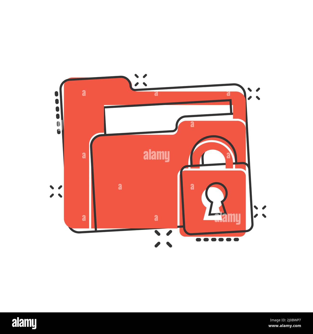 Files folder permission icon in comic style. Document access cartoon ...