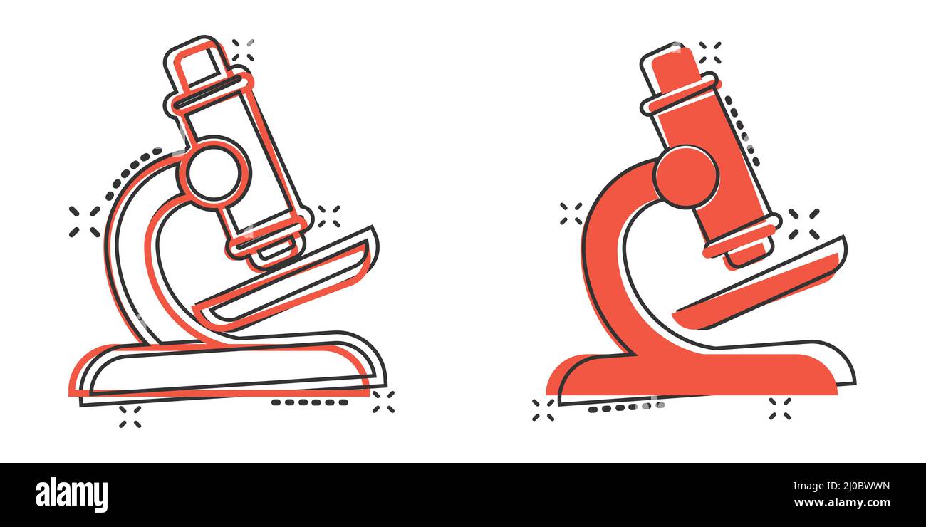 Microscope icon in comic style. Laboratory magnifier cartoon vector ...