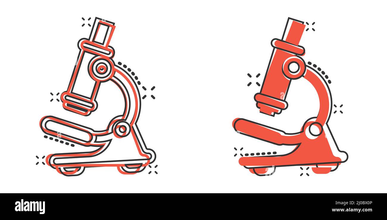 Microscope icon in comic style. Laboratory magnifier cartoon vector ...