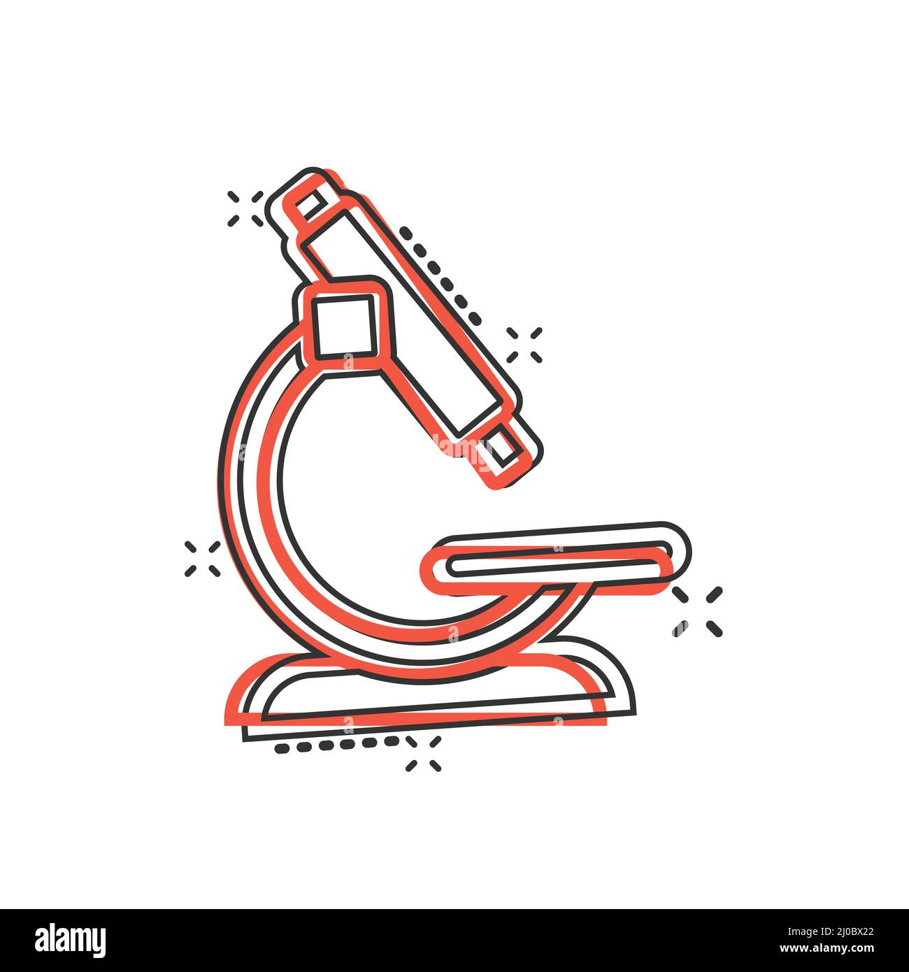 Microscope icon in comic style. Laboratory magnifier cartoon vector ...