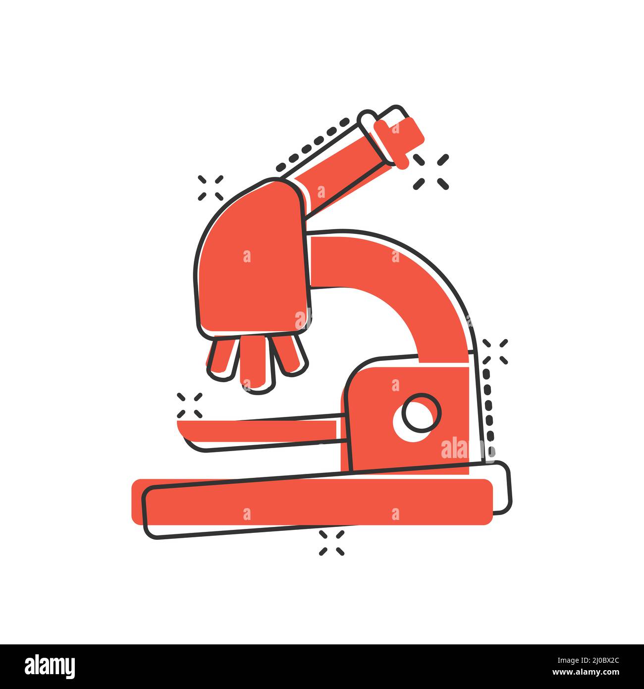 Microscope icon in comic style. Laboratory magnifier cartoon vector ...