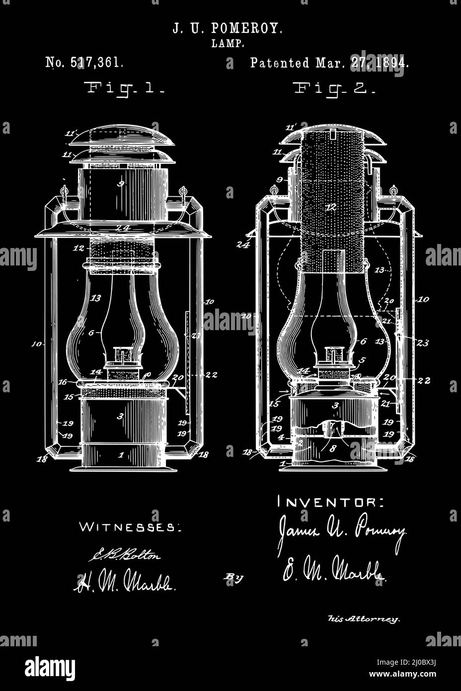 1894 Vintage Lamp Patent Art Stock Photo - Alamy