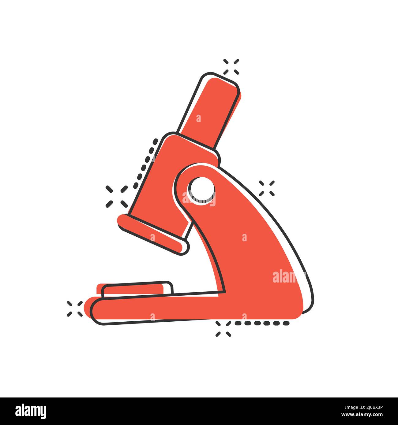Microscope icon in comic style. Laboratory magnifier cartoon vector ...