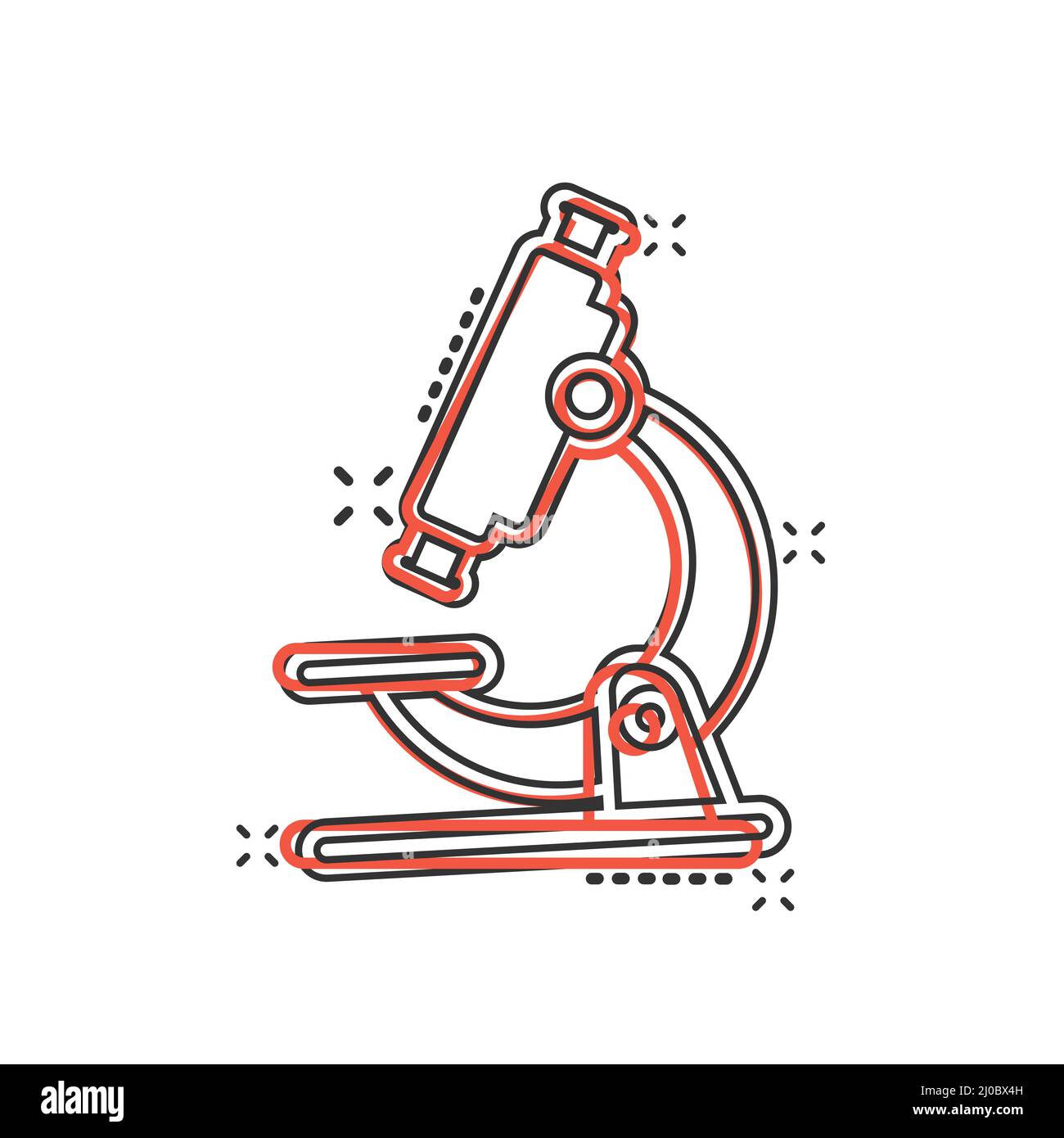 Microscope icon in comic style. Laboratory magnifier cartoon vector ...