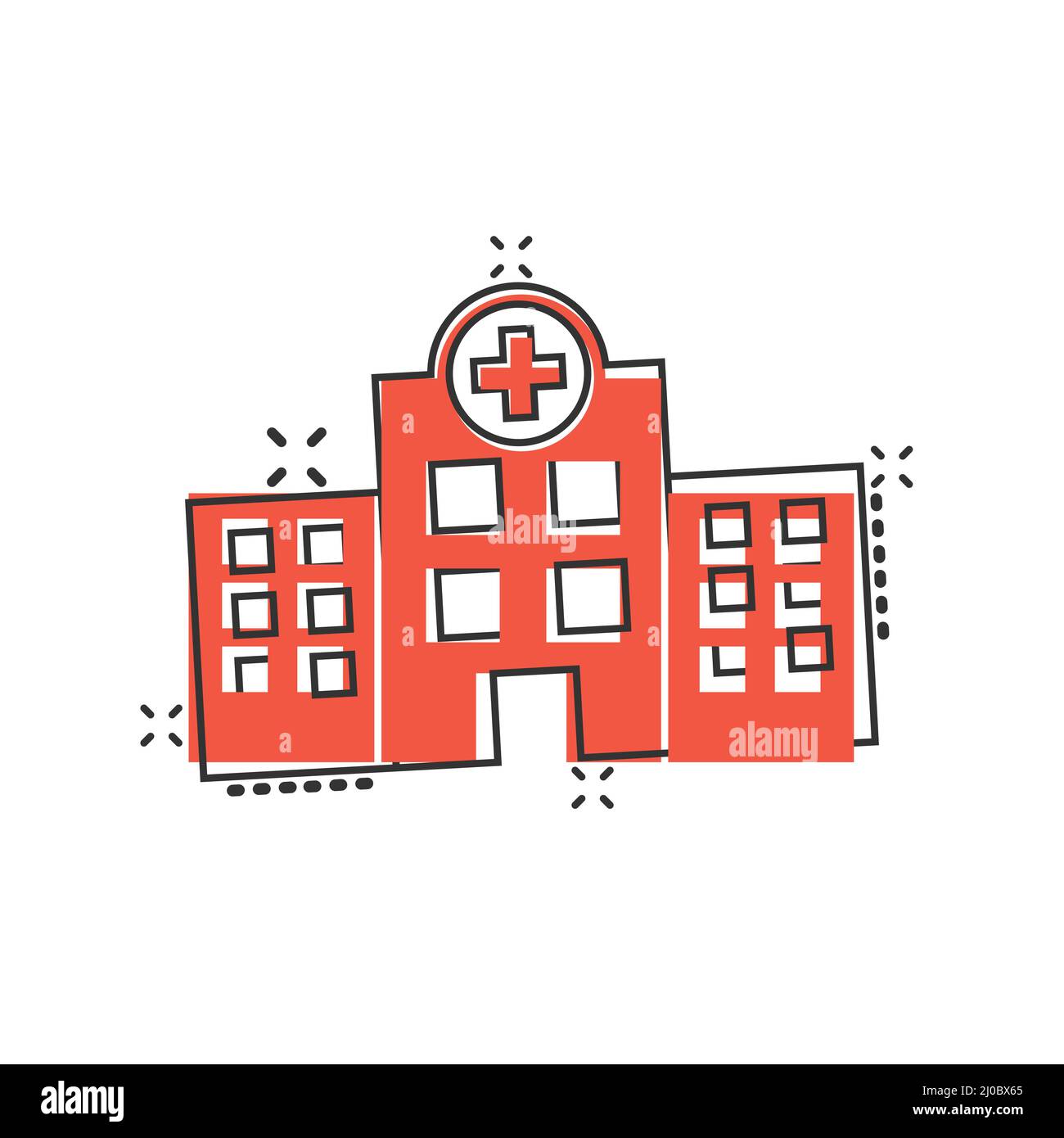 Hospital building icon in comic style. Medical clinic cartoon vector ...