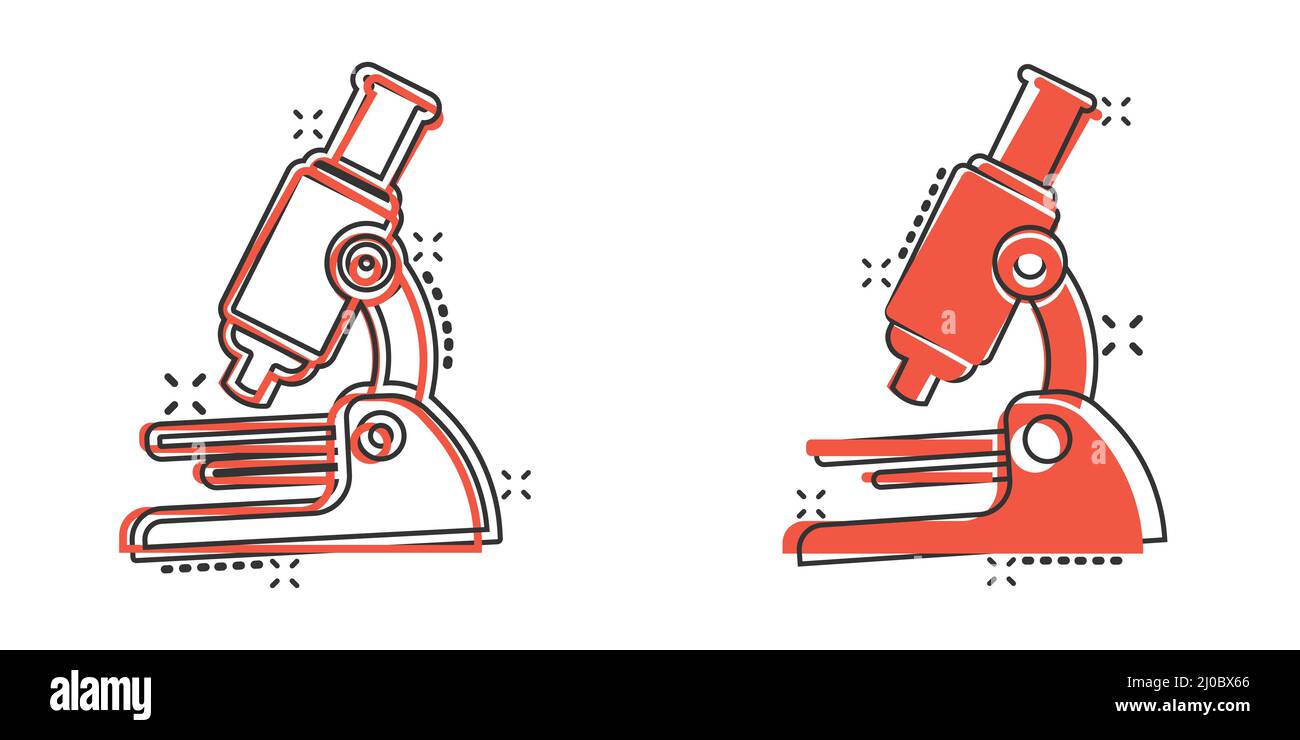 Microscope icon in comic style. Laboratory magnifier cartoon vector ...