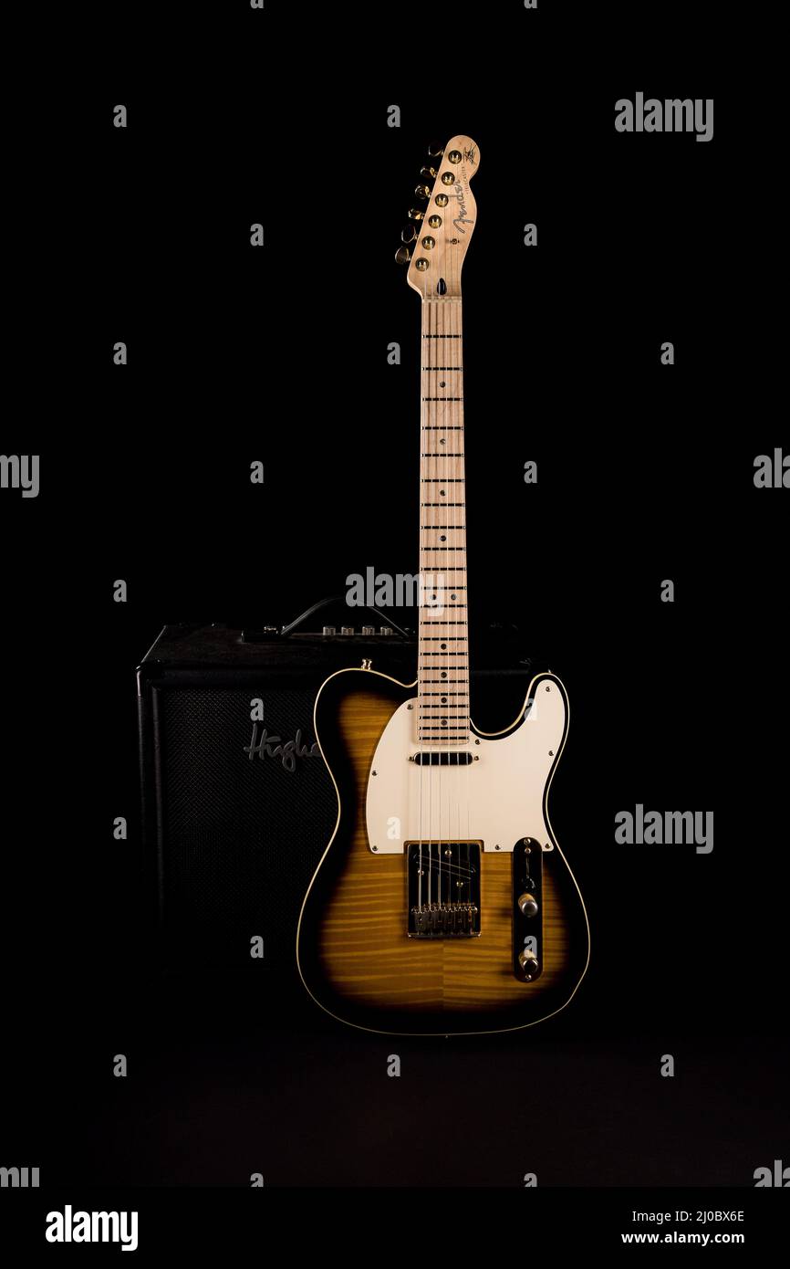 Brown telecaster on black Stock Photo - Alamy