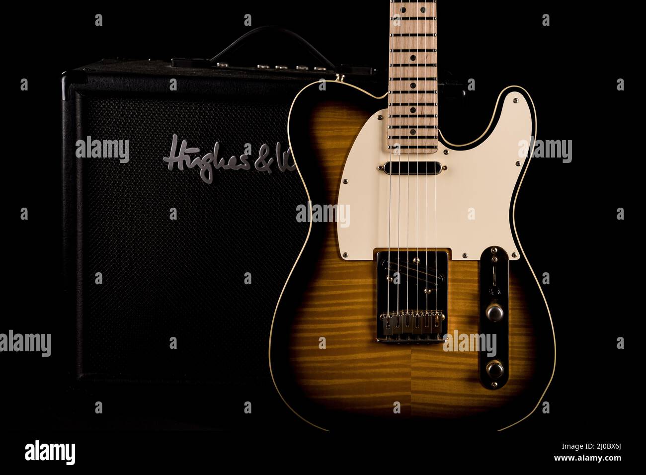 Brown telecaster on black Stock Photo - Alamy
