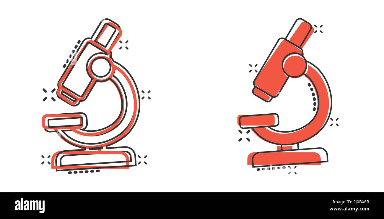 Microscope icon in comic style. Laboratory magnifier cartoon vector ...