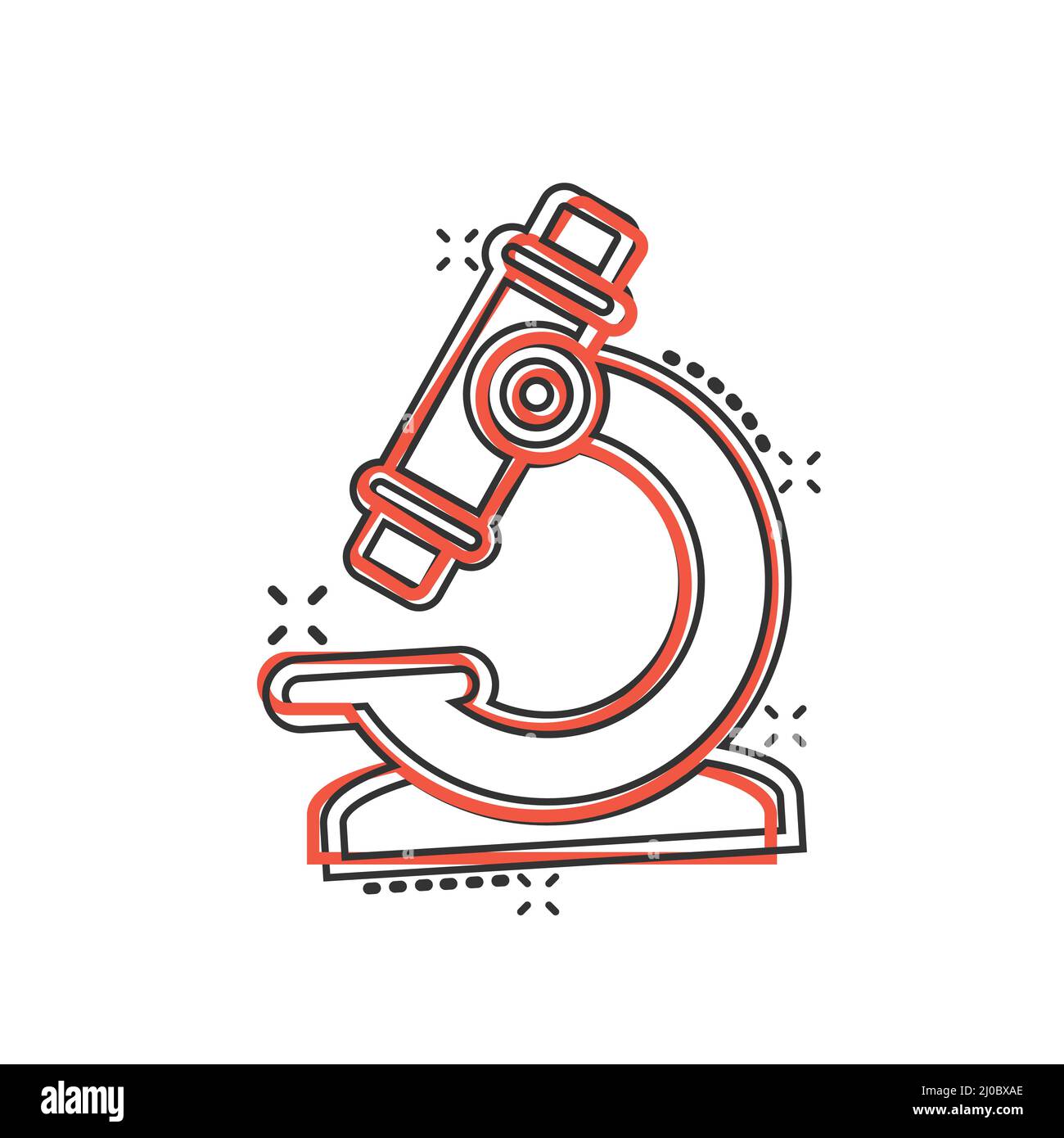 Microscope icon in comic style. Laboratory magnifier cartoon vector ...