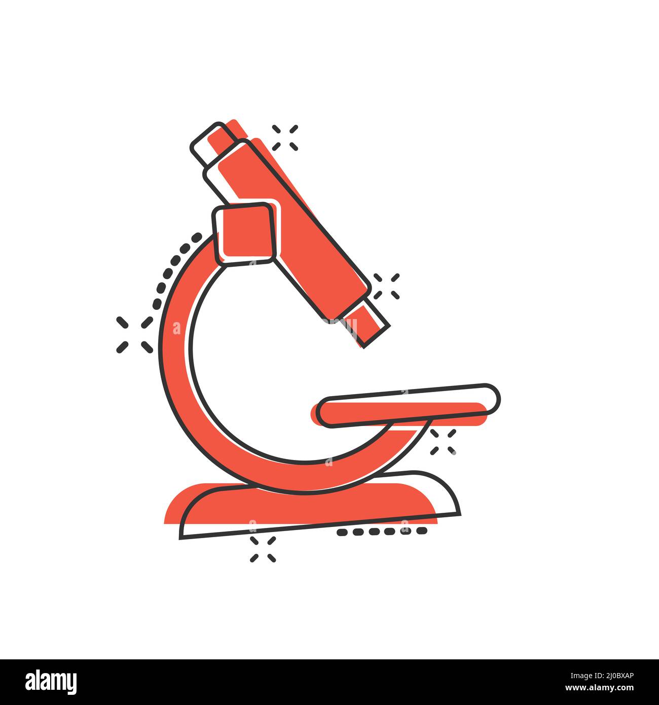 Microscope icon in comic style. Laboratory magnifier cartoon vector ...