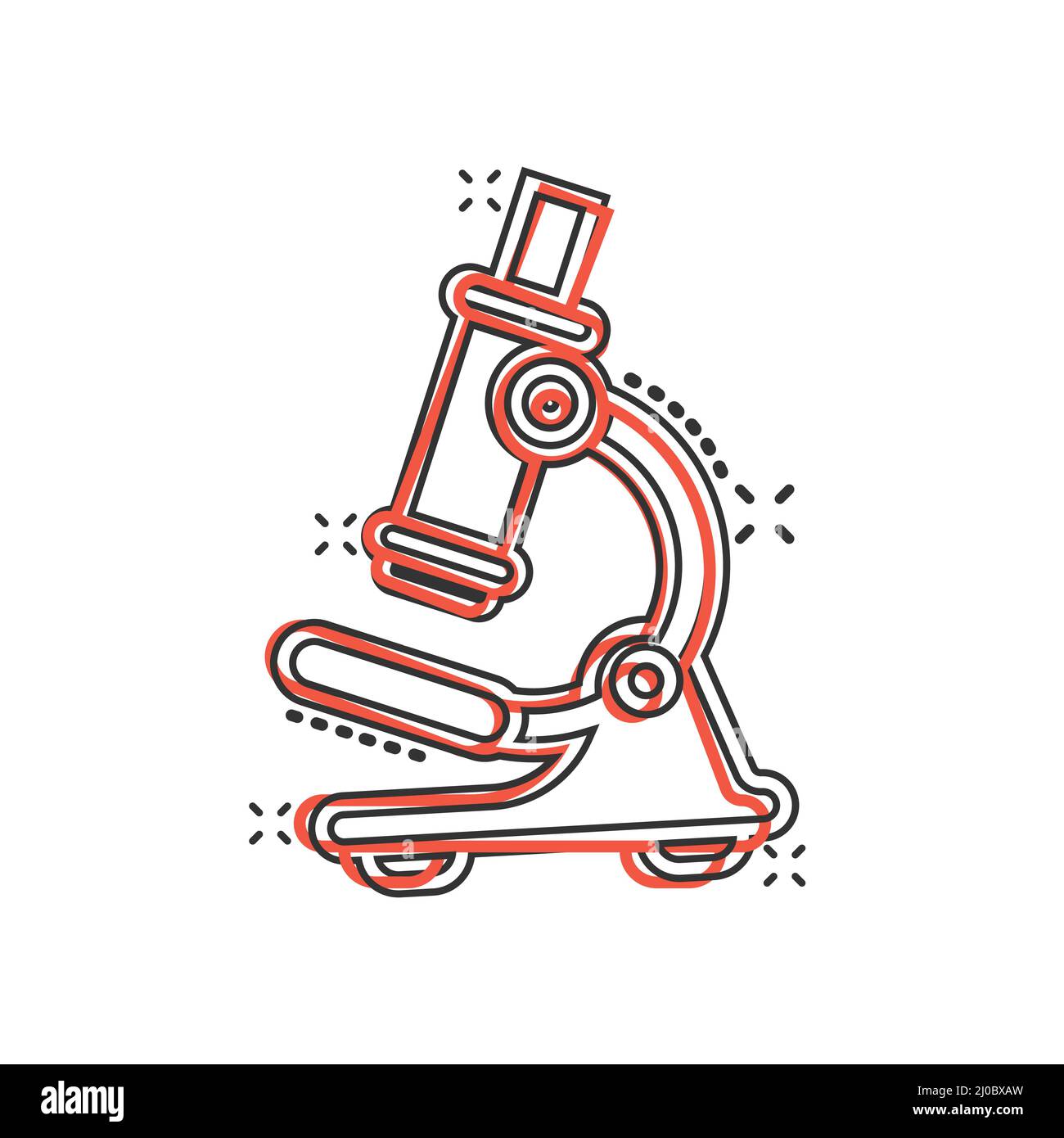 Microscope icon in comic style. Laboratory magnifier cartoon vector ...