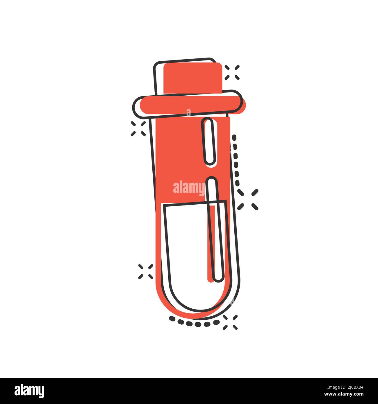 Blood in test tube icon in comic style. Laboratory flask cartoon vector ...