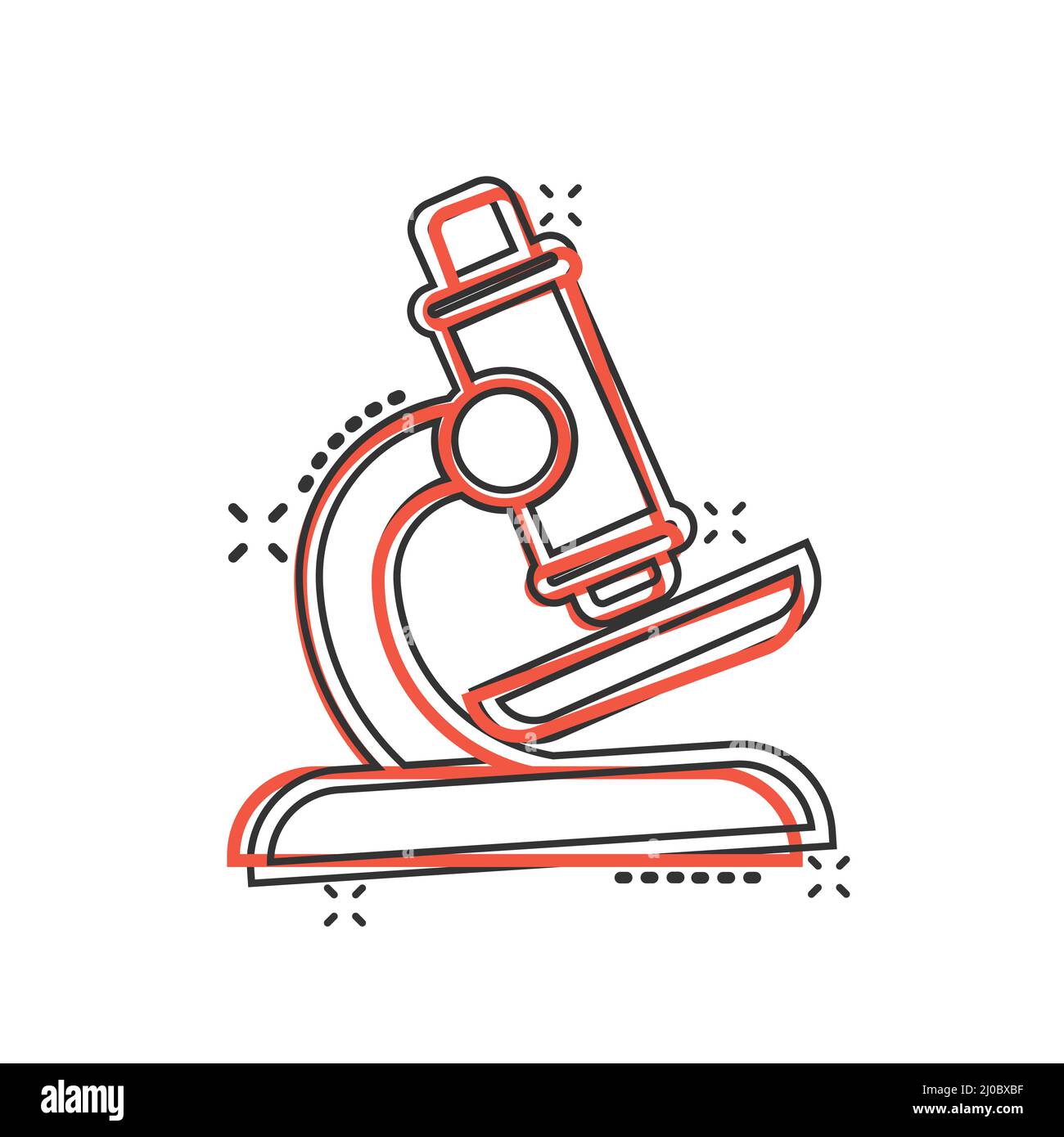 Microscope icon in comic style. Laboratory magnifier cartoon vector ...
