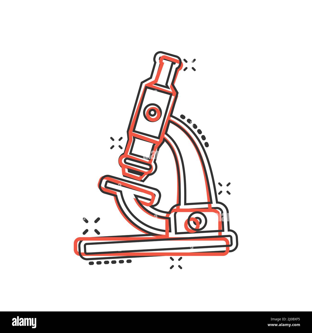 Microscope icon in comic style. Laboratory magnifier cartoon vector ...